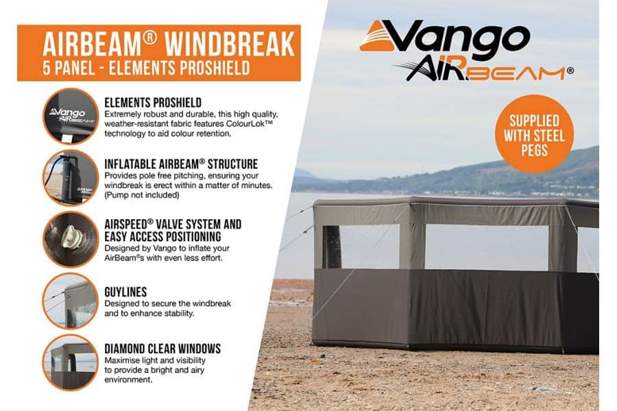 Vango AirBeam Windbreak - 5 Panel - Elements ProShield