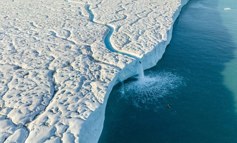 Melting Ice Caps Waterfall World's Largest Ice Sheets Melting At